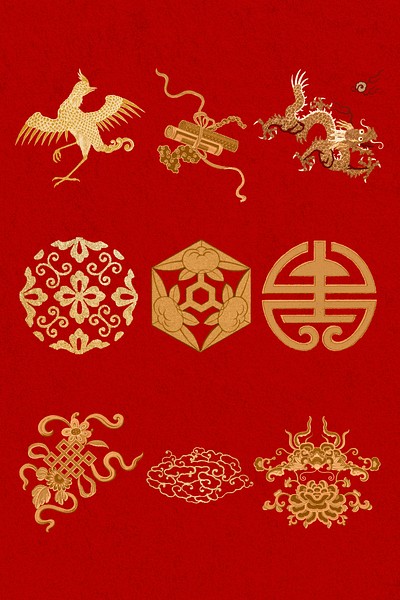 Oriental Chinese art psd symbols | Premium PSD - rawpixel