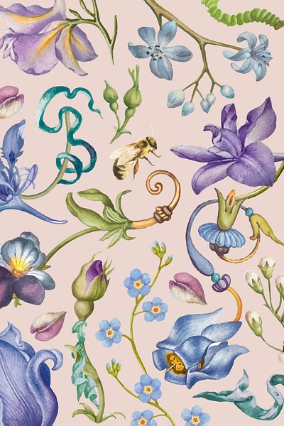 Aesthetic purple floral pattern vector | Premium Vector - rawpixel