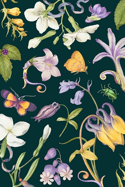 Aesthetic purple floral pattern vector | Premium Vector - rawpixel