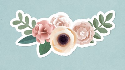 Pastel papercraft flower sticker white | Premium PSD - rawpixel
