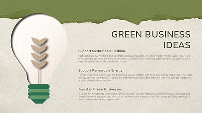 Green business PowerPoint editable template, | Premium Vector Template ...