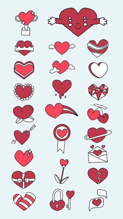 Red heart design collection vector | Premium Vector - rawpixel