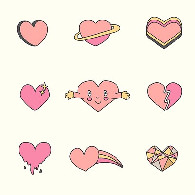 Pink heart design collection vector | Premium Vector - rawpixel
