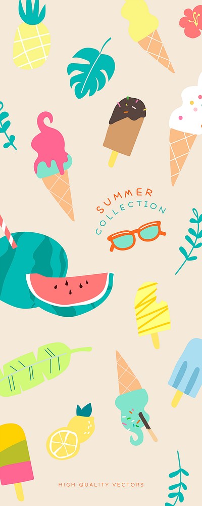 Colorful fun summer collection vector | Premium Vector - rawpixel