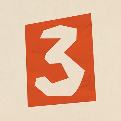 Number 3 font paper cut | Premium PSD - rawpixel
