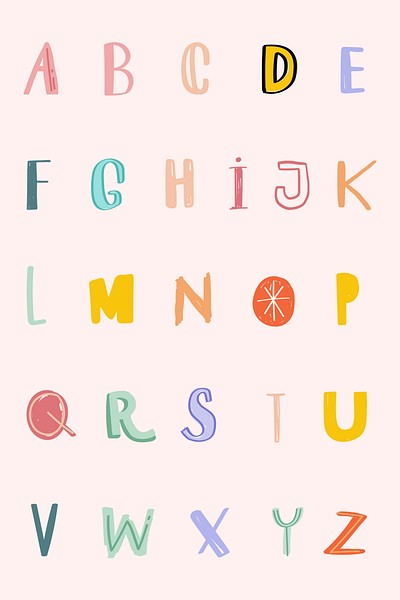 Pastel alphabet vector doodle font | Premium Vector - rawpixel