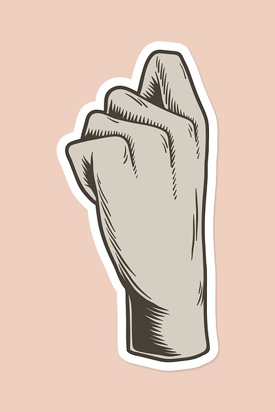 Gray clenched fist sticker design | Premium PNG Sticker - rawpixel