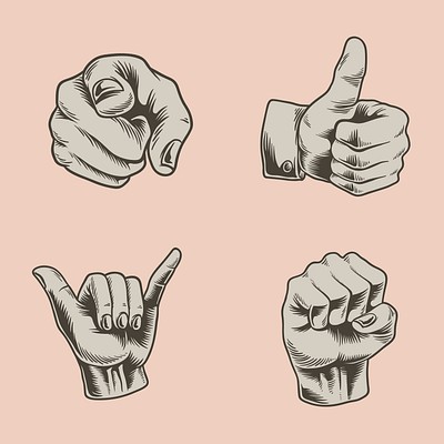 Cool hand gesture symbol set | Premium Vector - rawpixel