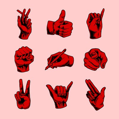 Cool hand gesture symbol set | Premium Vector - rawpixel