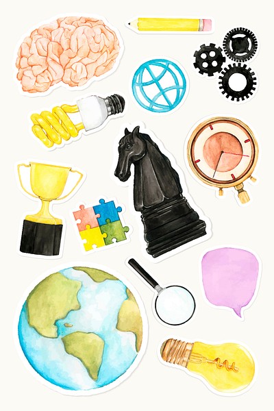 Hand drawn strategy sticker set | Premium PNG - rawpixel
