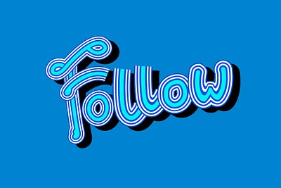 Retro blue Follow png word | Premium PNG Sticker - rawpixel