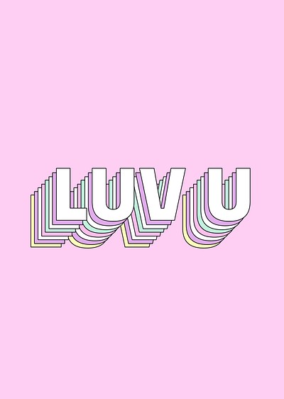 Layered pastel retro luv u | Premium Vector - rawpixel