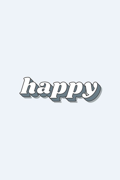 Happy word retro typography vector | Free Vector - rawpixel