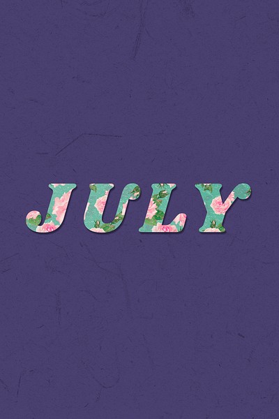 Floral July retro pattern typography | Free Photo - rawpixel