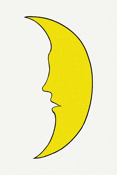 Celestial crescent moon face design | Free Photo Illustration - rawpixel