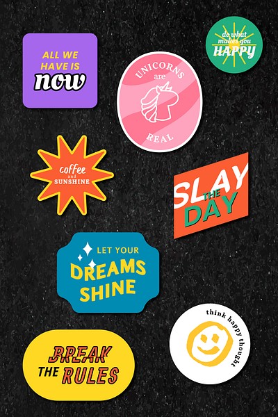 Retro text sticker vector set | Premium Vector - rawpixel