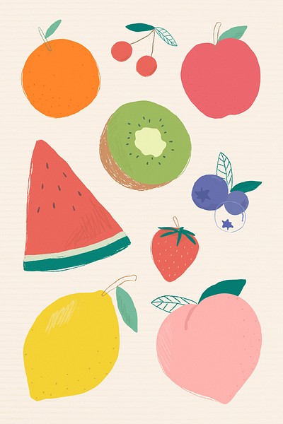 Png colorful fruit clipart set | Premium PNG - rawpixel