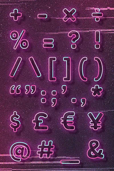 Pink neon font symbol vector | Vector - rawpixel