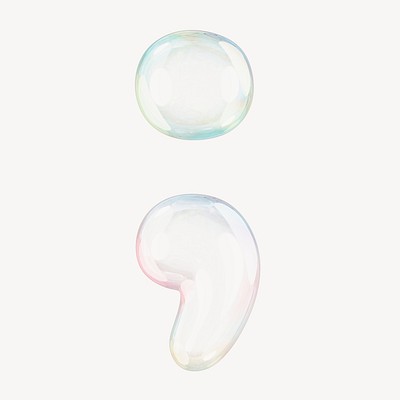 Semicolon symbol, 3D transparent holographic | Premium PSD - rawpixel