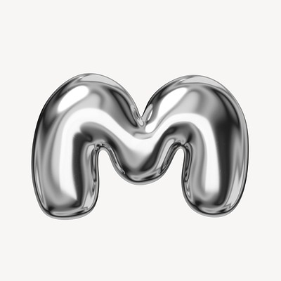 M alphabet, 3D chrome metallic | Premium Photo - rawpixel