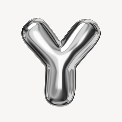 Y alphabet, 3D chrome metallic | Premium PSD - rawpixel
