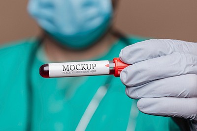 Surgeon holding a blood test | Free PSD Mockup - rawpixel