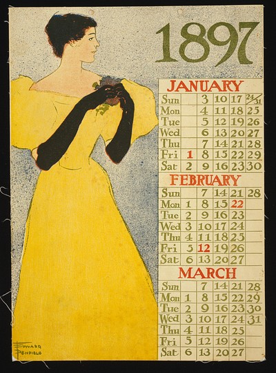 Calendar 1897 (1896) print high | Free Photo Illustration - rawpixel