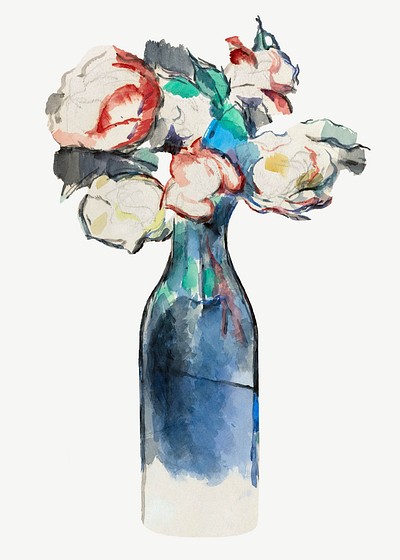 Paul Cézanne's Roses Bottle (1900-1904) | Free Photo Illustration ...
