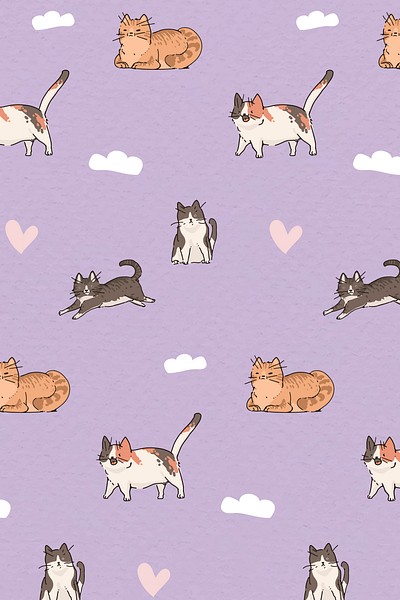 Cute pet pattern, purple background | Premium Photo - rawpixel