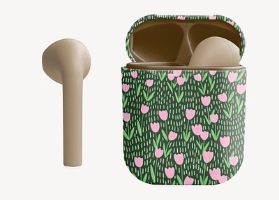Floral wireless earbuds case mockup | Premium PSD Mockup - rawpixel