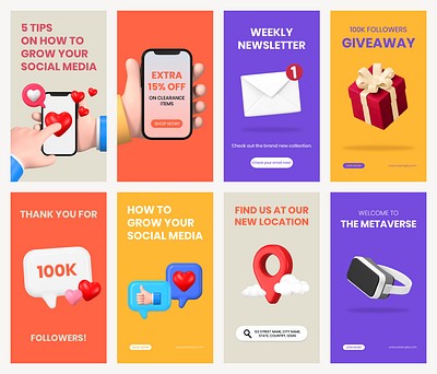 Weekly newsletter Instagram story template, | Premium Vector Template ...