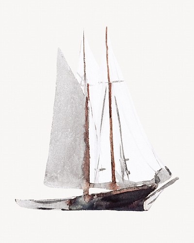 Watercolor sailboat collage element. Remixed | Premium Photo - rawpixel