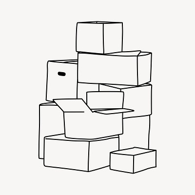 Stacked moving boxes png line | Premium PNG - rawpixel