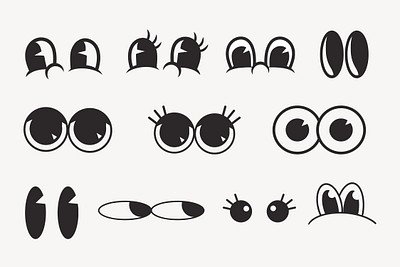Cartoon eyes set retro illustration | Premium Vector Illustration ...