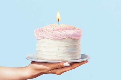 Hand holding birthday cake illustration, | Free Photo Illustration ...