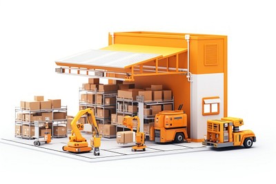 Warehouse architecture white background delivering | Premium Photo ...