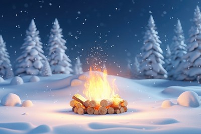 Fire snow outdoors bonfire. AI | Free Photo Illustration - rawpixel