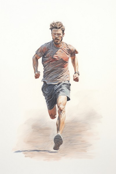 Man running drawing jogging shorts. | Free Photo Illustration - rawpixel