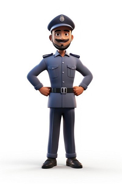 Cartoon officer white background police | Premium Photo Illustration ...