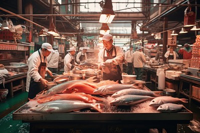 Fish market adult slaughterhouse architecture. | Free Photo - rawpixel