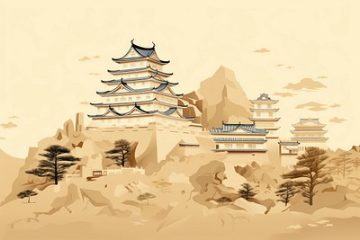 Himeji castle drawing sketch spirituality. | Premium Photo Illustration ...