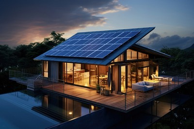 Solar cell house architecture building. | Premium Photo - rawpixel