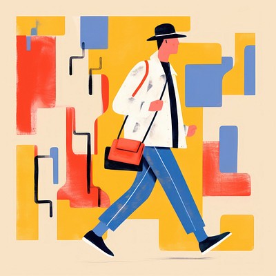 PNG Character walking art painting | Premium PNG - rawpixel