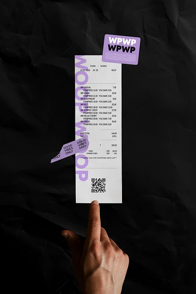 Paper receipt mockup, flat lay | Premium PSD Mockup - rawpixel