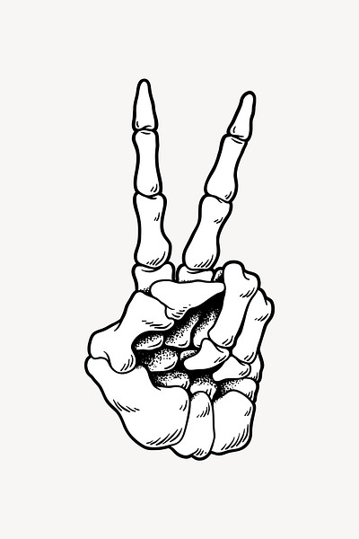 Skeleton peace sign png element, | Premium PNG - rawpixel