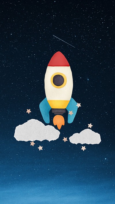 Space rocket mobile wallpaper, night | Premium Photo - rawpixel