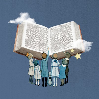 Children reading textbook, education. Remixed | Premium Photo - rawpixel