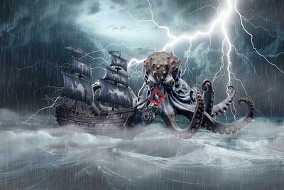 Attacked by kraken fantasy remix | Premium Photo Illustration - rawpixel