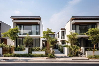 Small contemporary townhouse suburb architecture | Free Photo - rawpixel
