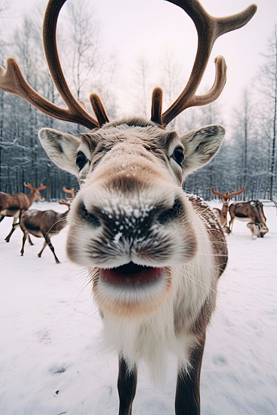 Reindeer wildlife animal mammal. AI | Free Photo - rawpixel